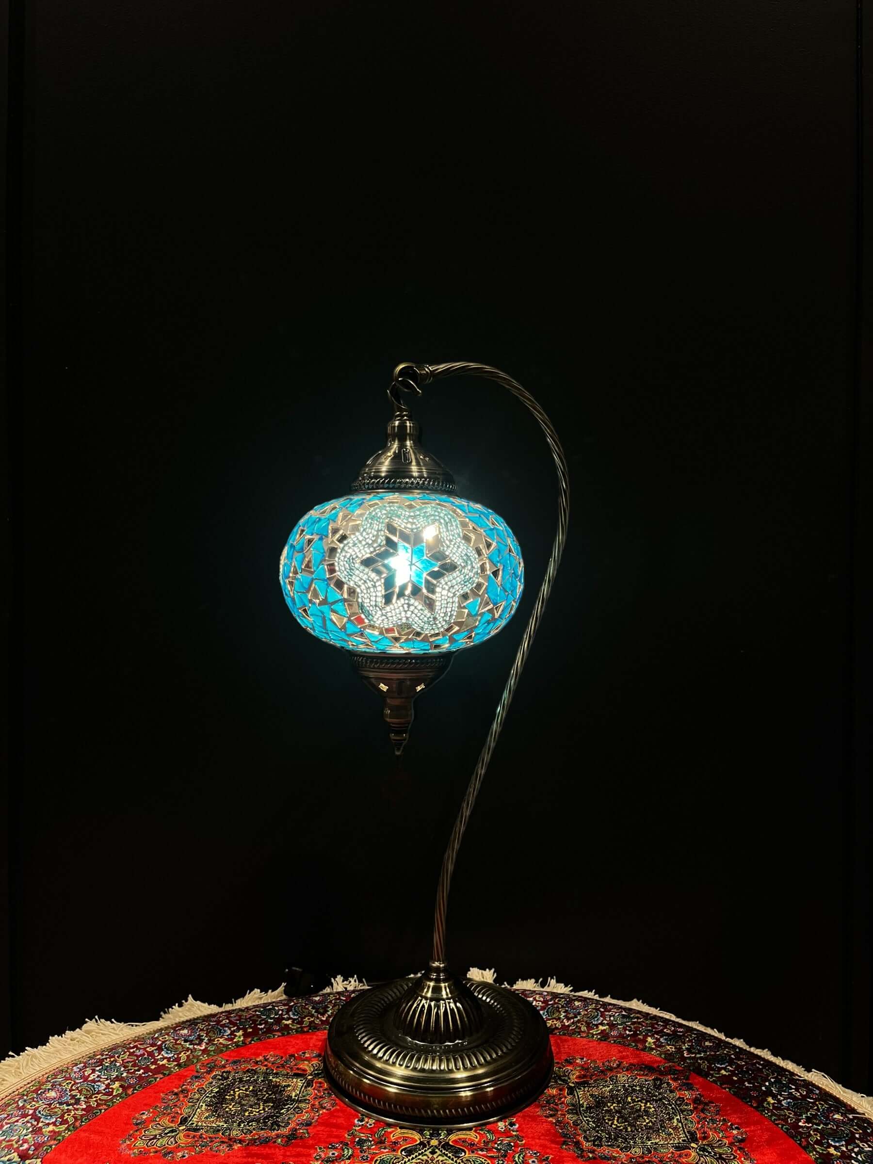 Mosaic Swan Lamps Long (Turkish Lamps) Aqua – Bazaar G Rugs N Gifts